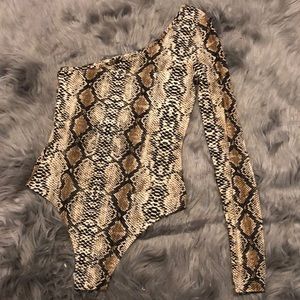 Tops | New One Shoulder Skin Print Bodysuit | Poshmark